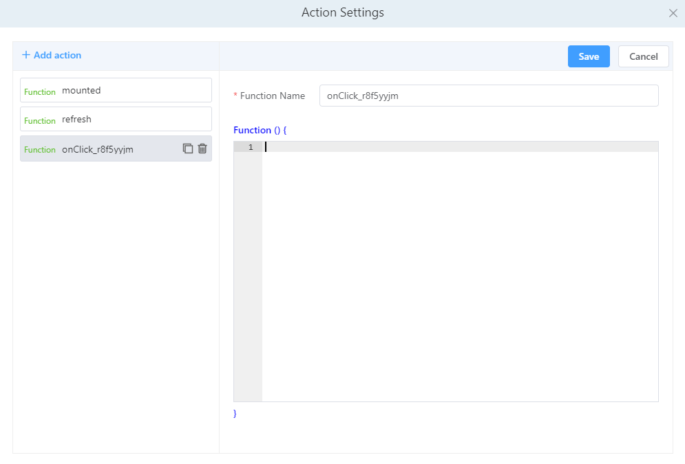 JS Action Panel | Visual Low-Code Form designer